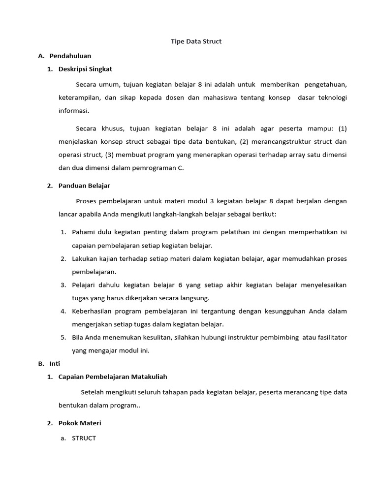 Tipe Data Struct | PDF | Komputer | Teknologi & Rekayasa Tipe Data Struct | PDF | Komputer | Teknologi & Rekayasa
