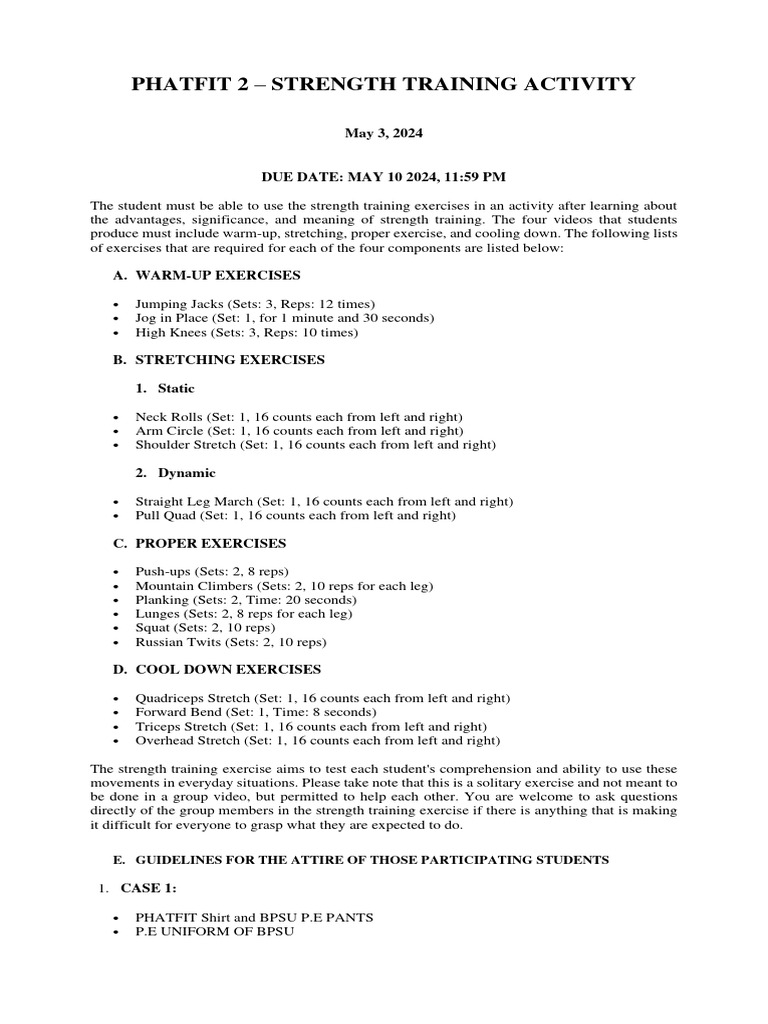 PHATFIT 2 Strength Training Guidelines | PDF | Strength Training ...