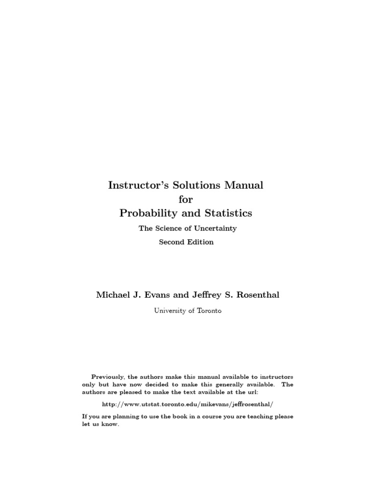 Solutions Manual for Instructors | PDF | Statistical Inference | Probability Distribution