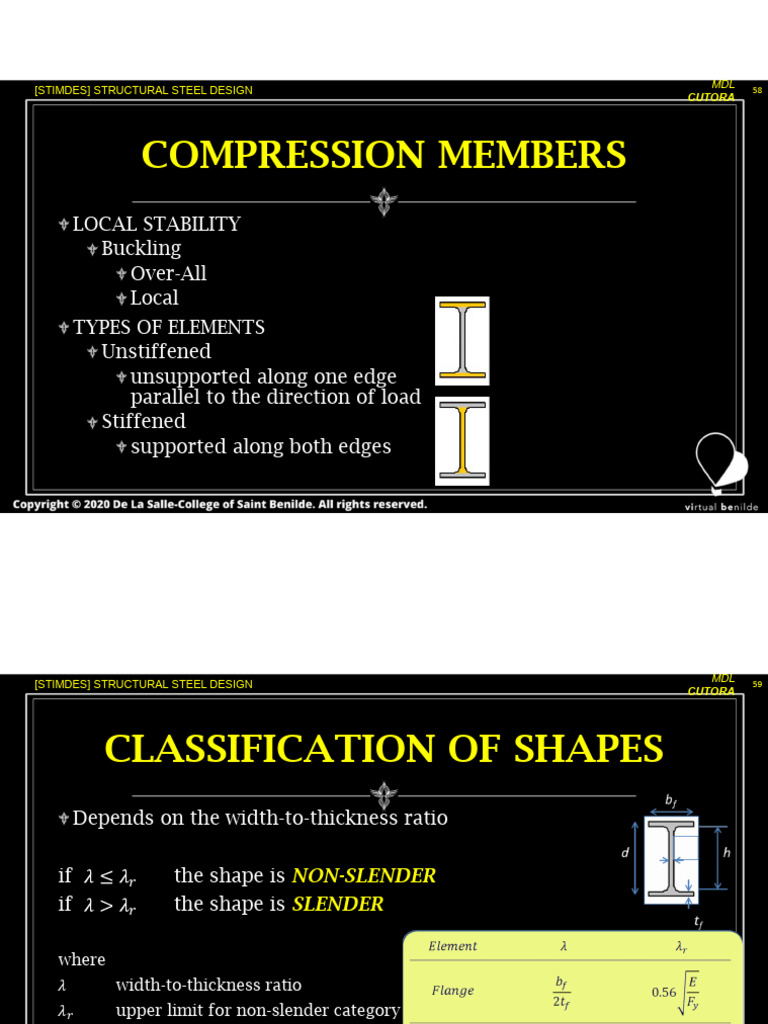 Module 10 Slender Shapes & Stability of Compression Members | PDF ...