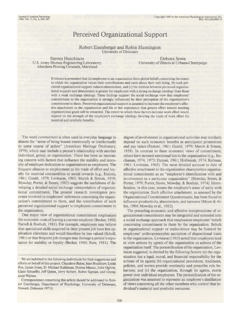 22 Perceived Organizational Support | PDF