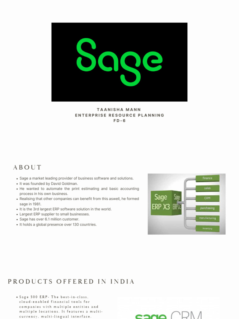 Overview of Sage ERP Solutions | PDF | Enterprise Resource Planning ...