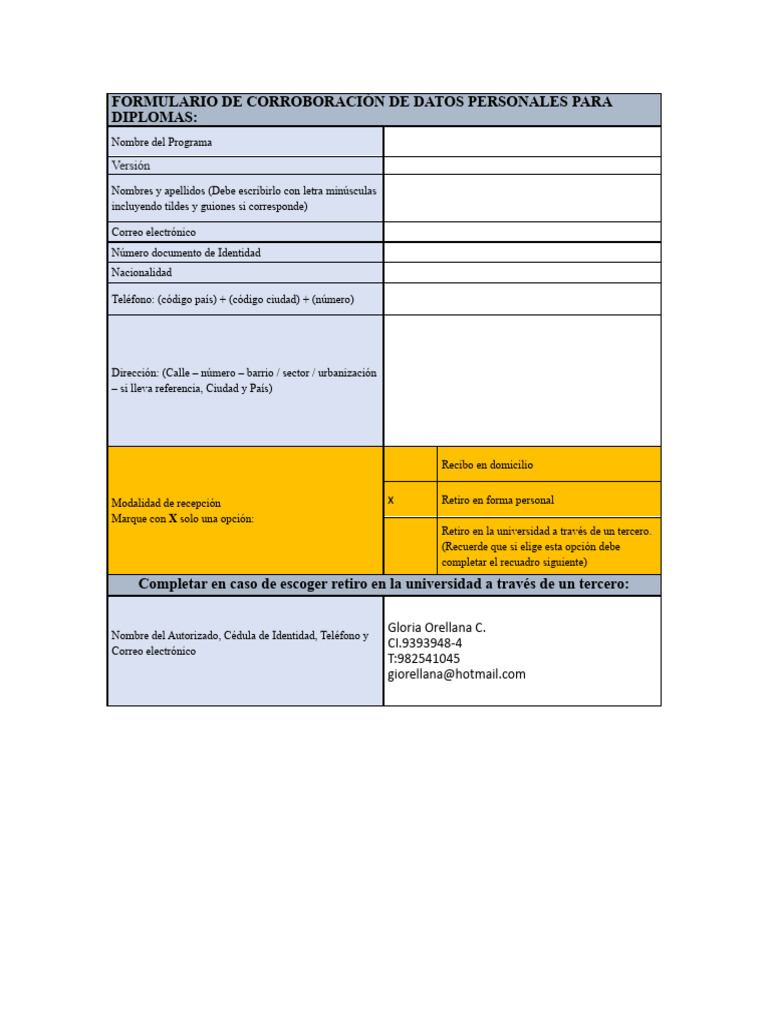 Formulario de Corroboración V.2022 (8723) | PDF