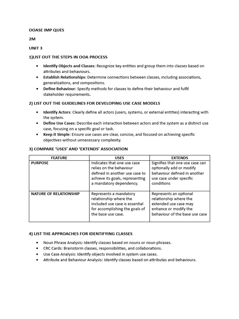 Ooase Imp Ques 2 | PDF | Client–Server Model | Databases
