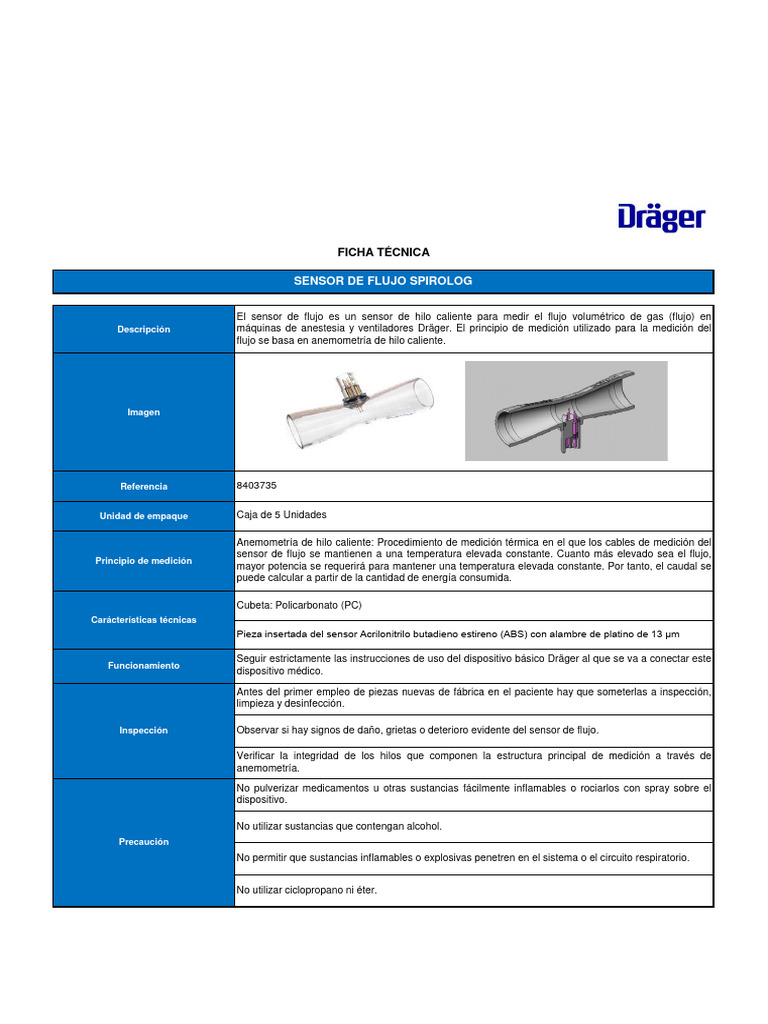 Ficha Técnica Sensor de Flujo Spirolog | PDF | Agua | Sensor