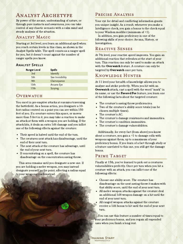 Analyst (Ranger Archetype) - The Homebrewery | PDF