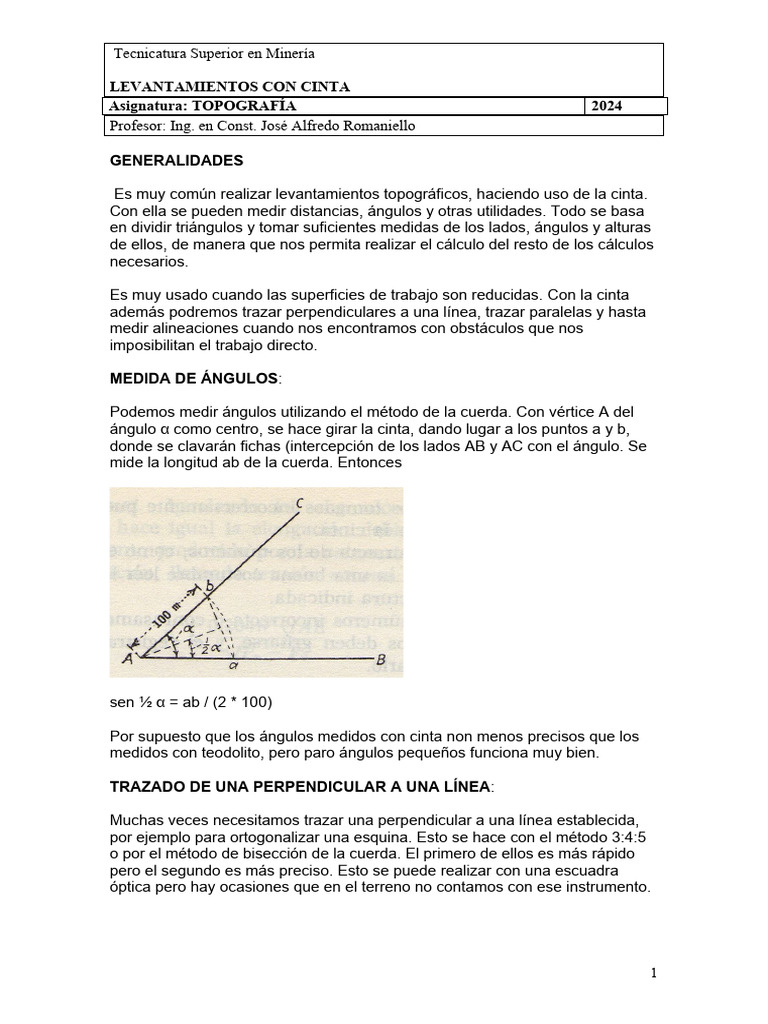 Teoría 4 Levantamientos Con Cintas | PDF | Perpendicular | Triángulo