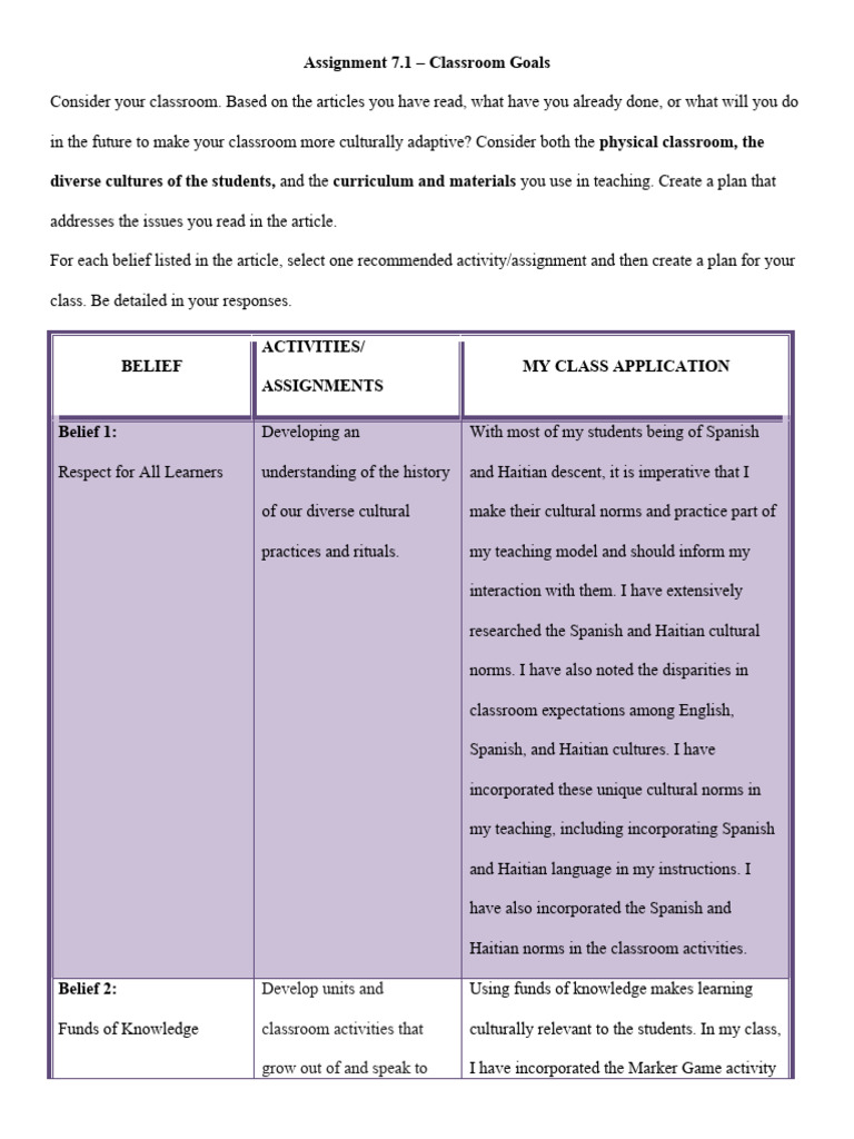 Classroom Goals - Edited | PDF | Learning | Liberal Arts Education