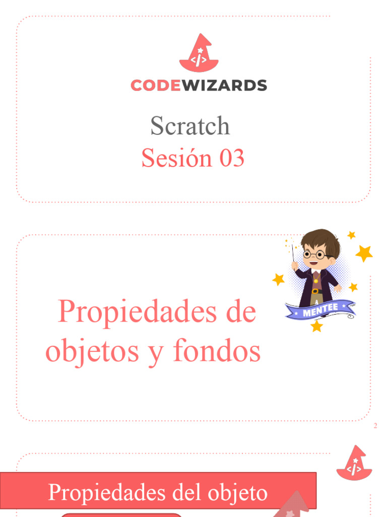 Sesión 03 - Propiedades de Objetos y Fondos | PDF | Scratch (lenguaje de programación) | Error ...