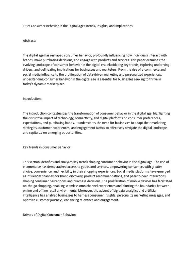 Digital Consumer Behavior Trends and Insights | PDF | Consumer ...