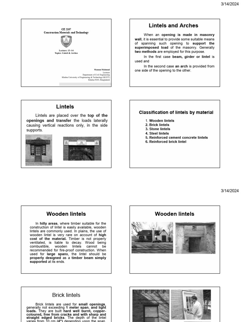 Arch & Lintel-1 | PDF | Masonry | Concrete