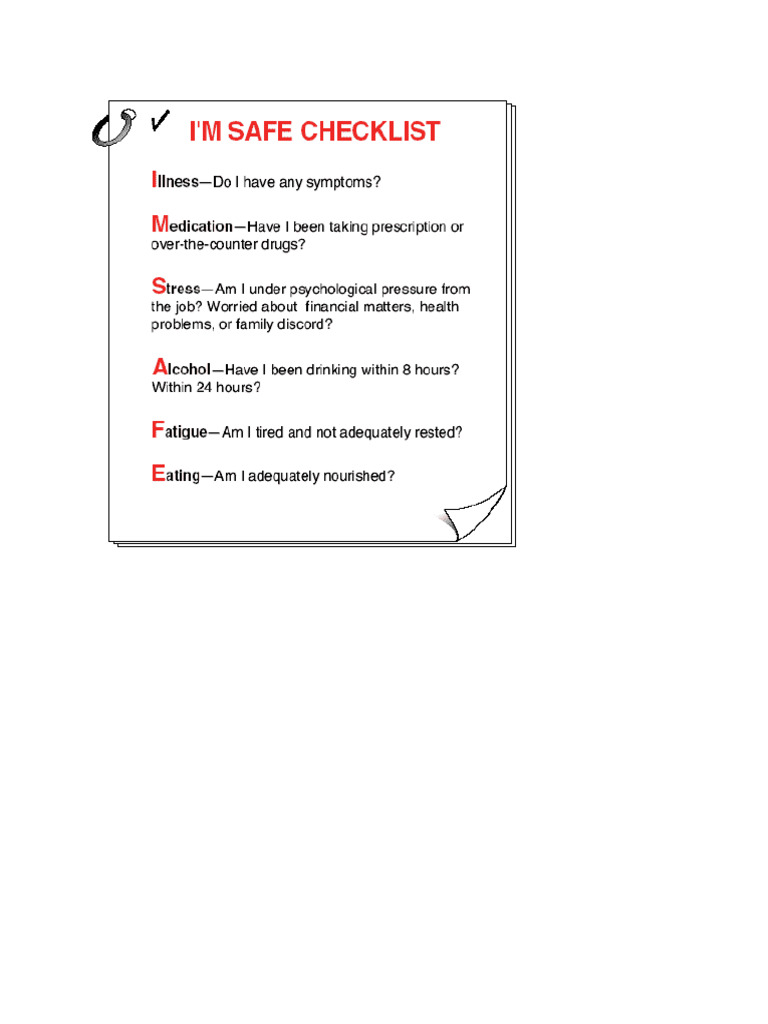 I'm Safe Checklist | PDF