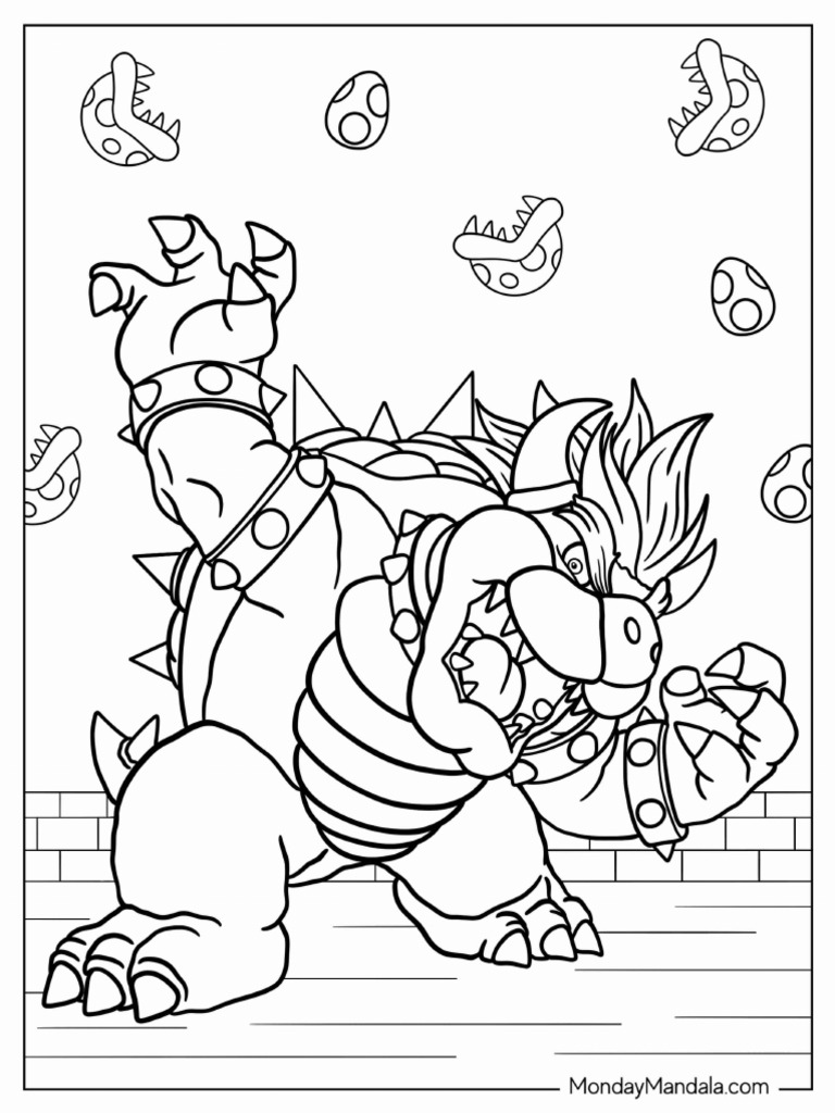 Angry Looking Bowser To Color | PDF