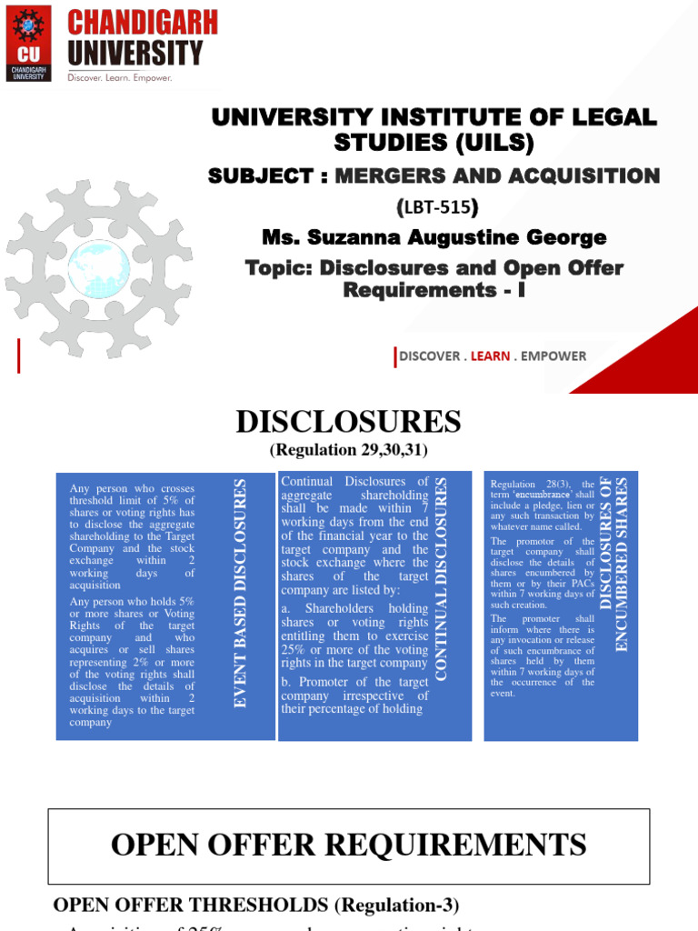 Disclosures and Open Offer Requirements | PDF | Banks | Stocks