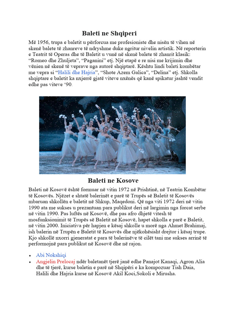 Baleti Ne Shqiperi | PDF