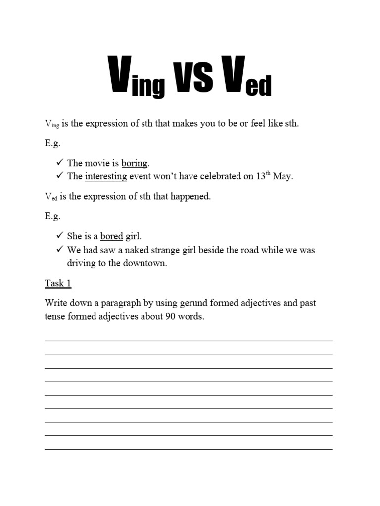 Ving vs Ved | PDF | Linguistic Morphology | Grammar