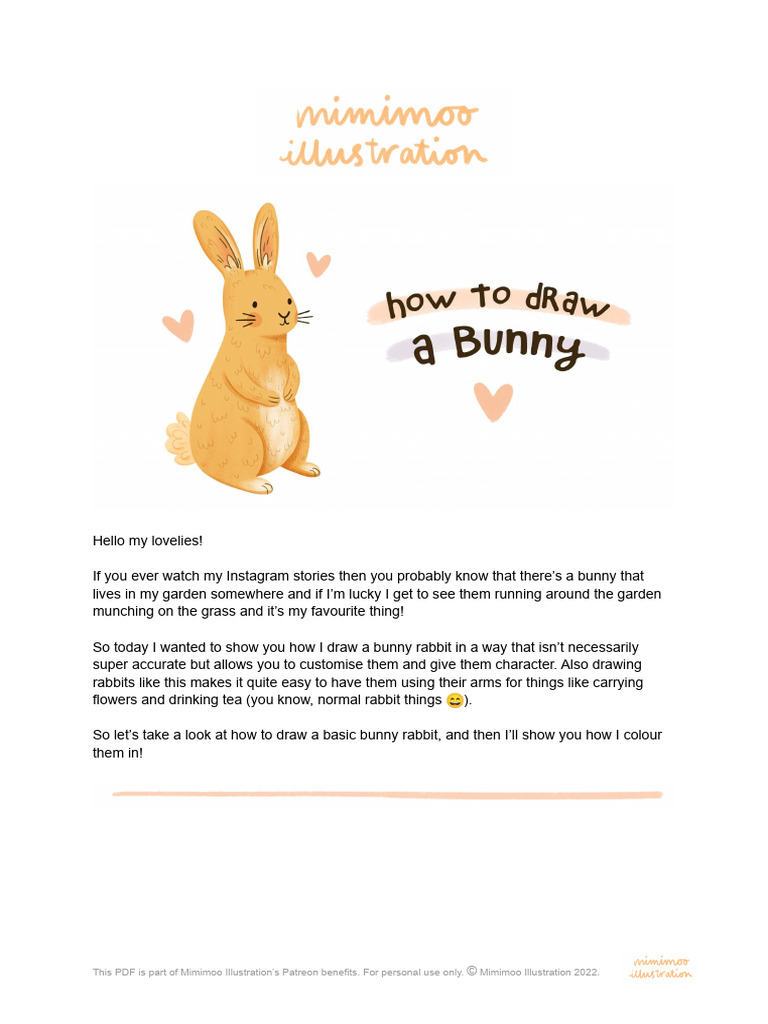 How to Draw a Cute Bunny Rabbit | PDF | Home & Garden