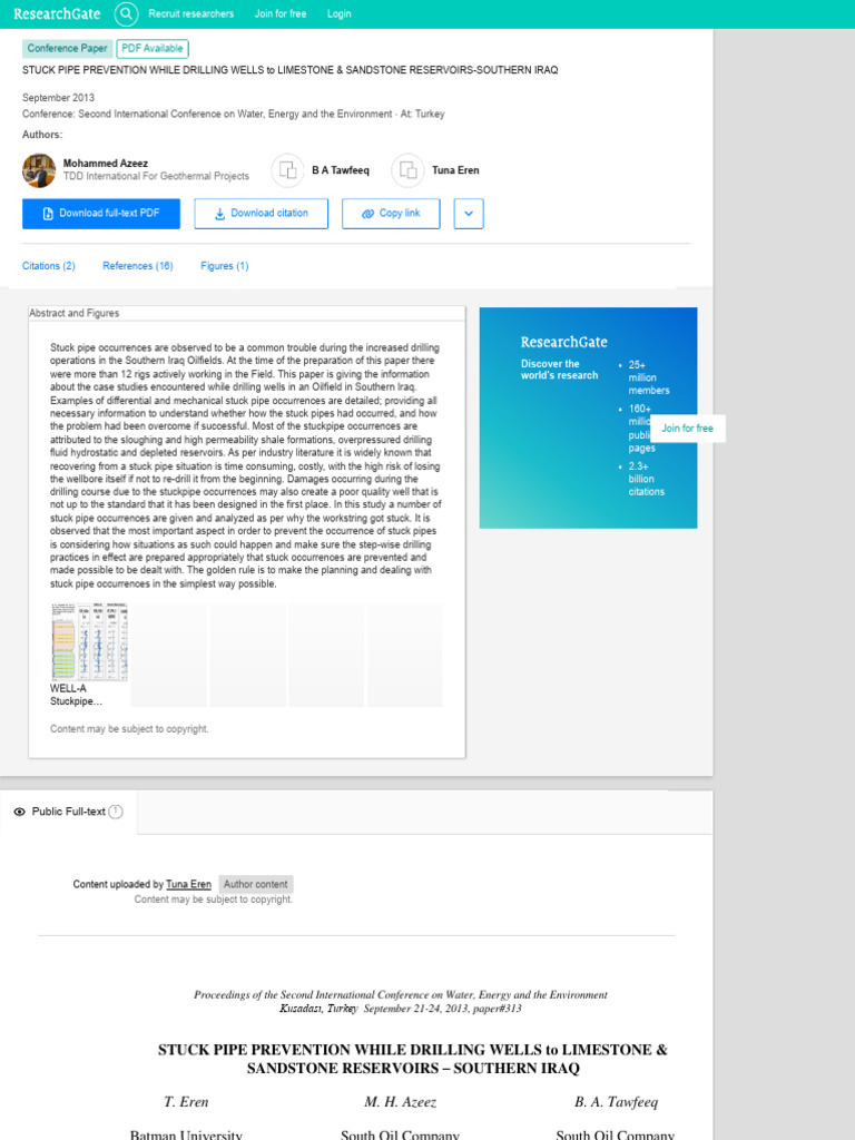 (PDF) STUCK PIPE PREVENTION WHILE DRILLING WELLS To LIMESTONE & SANDSTONE RESERVOIRS-SOUTHERN ...