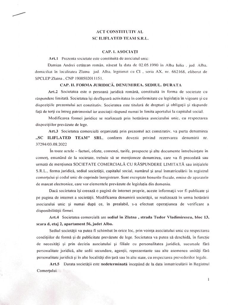 Act Constitutiv | PDF