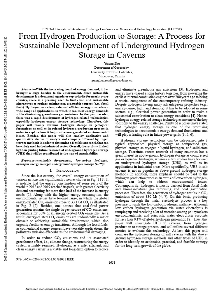 From Hydrogen Production To Storage A Process For Sustainable ...