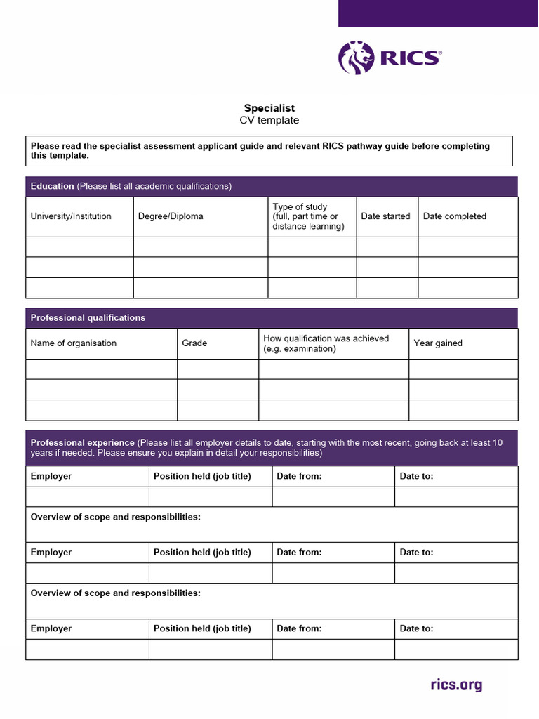 Specialist CV Template | PDF