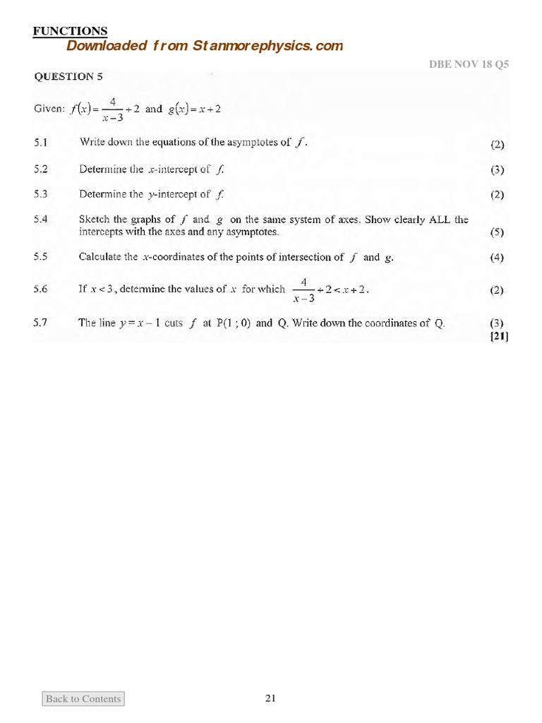 Grade 11 Function Questions | PDF