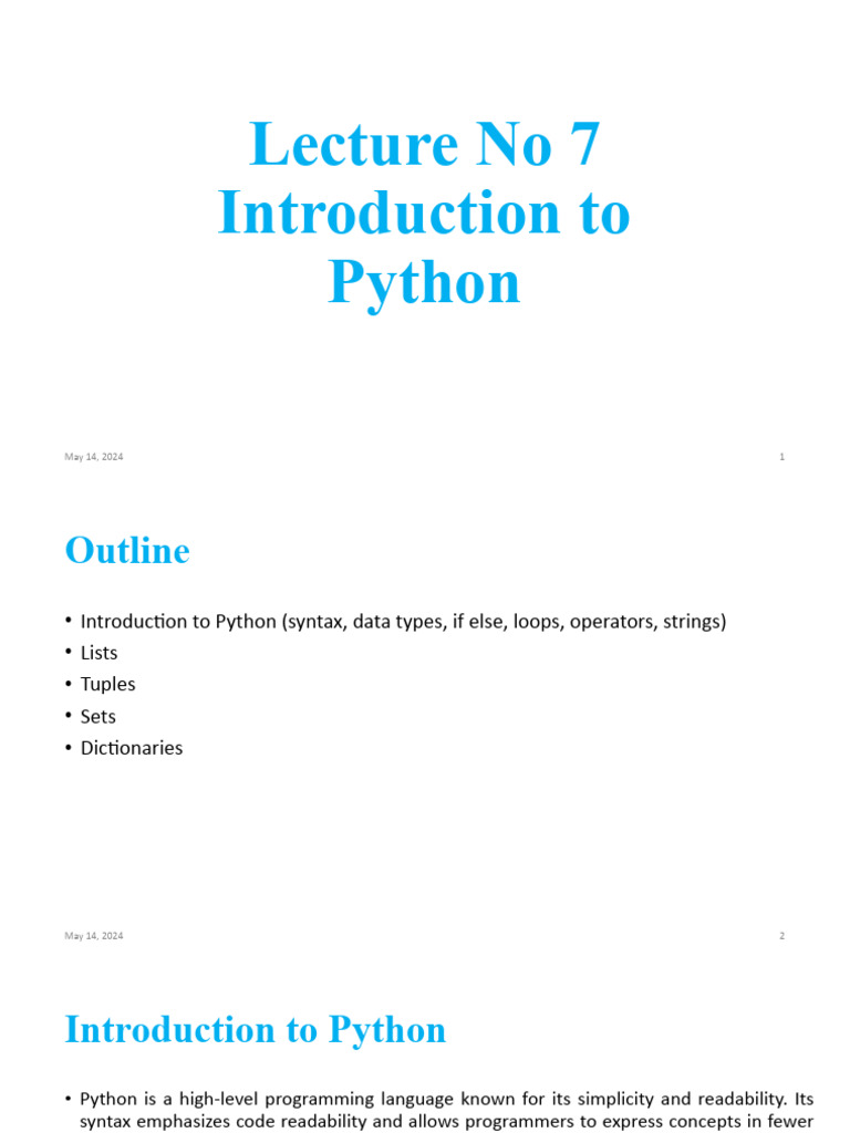 Lecture No 7 Pdf Control Flow Python Programming Language 