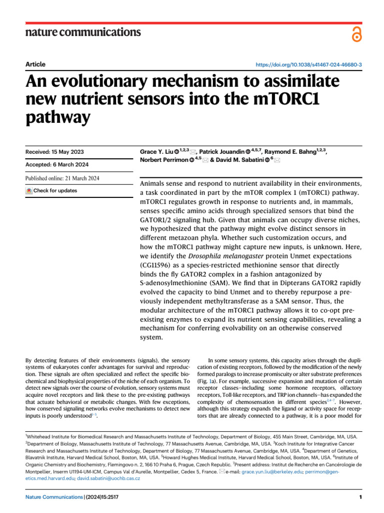 An Evolutionary Mechanism To Assimilate New Nutrient Sensors Into The ...