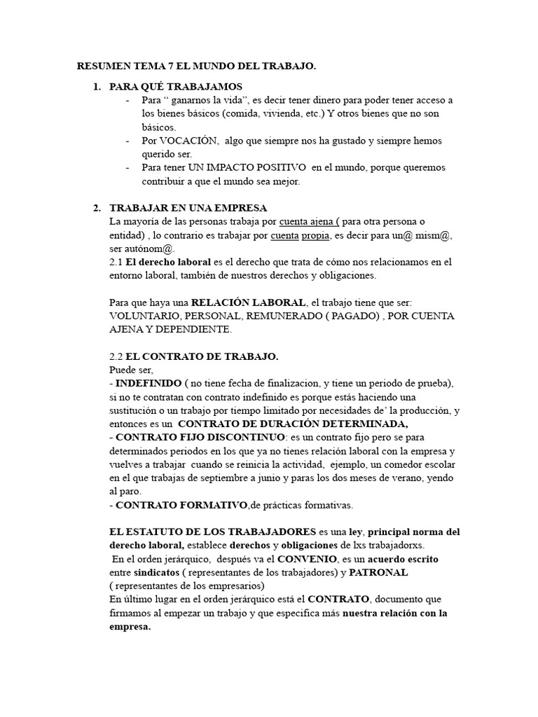 Resumen Tema 7 Fopp | PDF | Derecho laboral | Salario