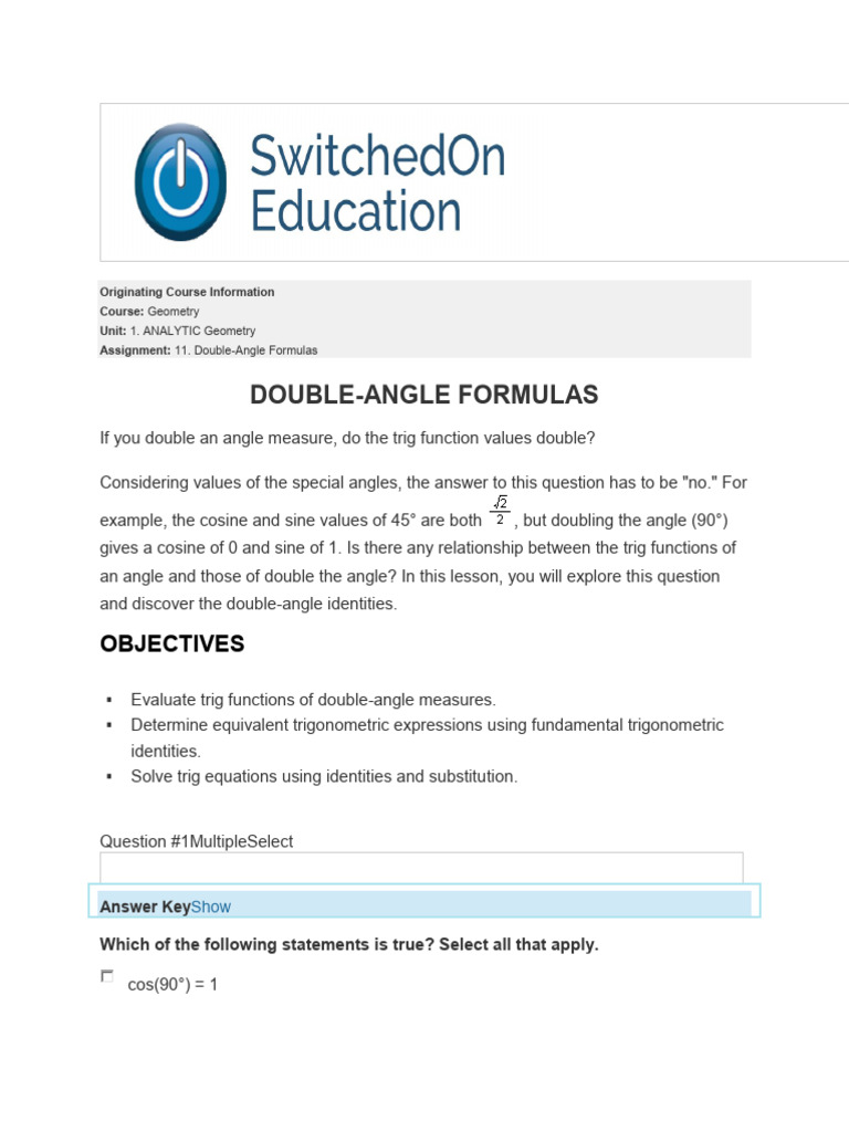 Geometry 1 Pdf Trigonometric Functions Mathematical Objects