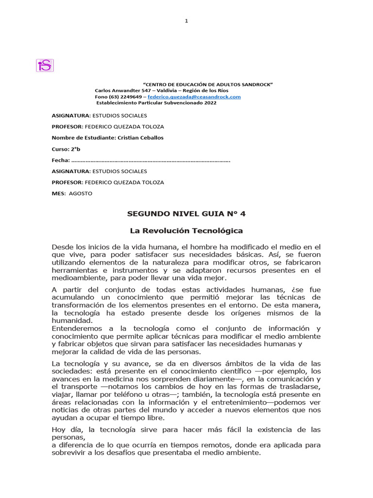 Guia 4 Segundo Nivel La Revolucion Tecnologica | Descargar gratis PDF ...