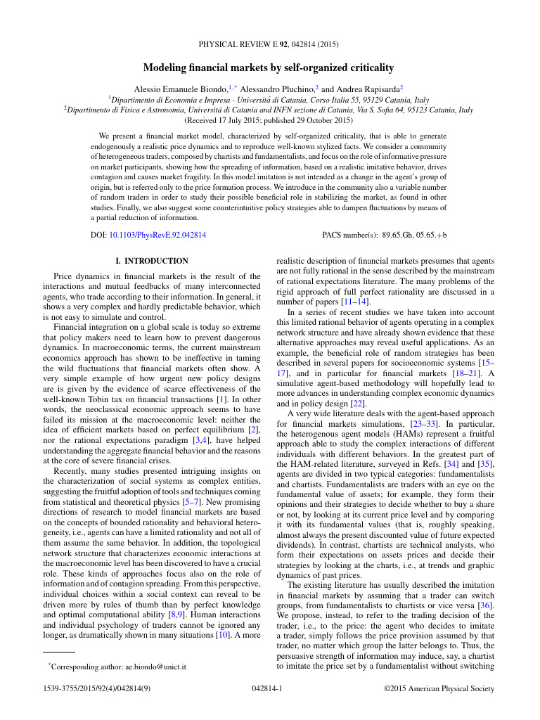 Modeling Financial Markets by Self Organ | PDF | Normal Distribution ...