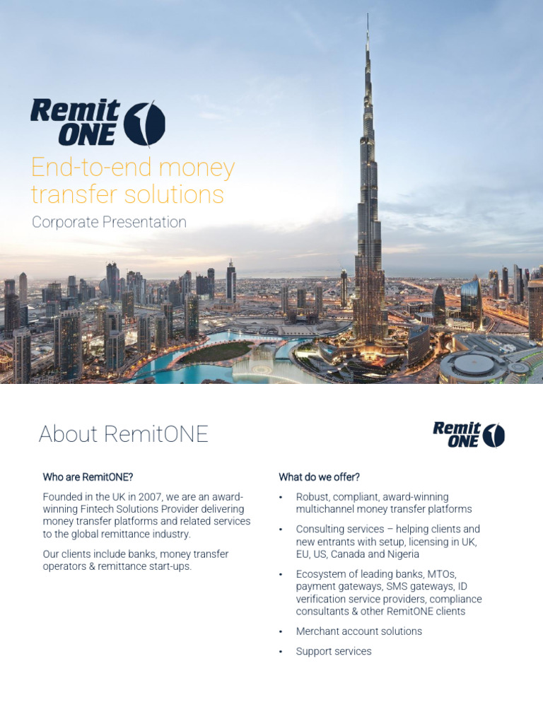 RemitONE Corporate Presentation 2023 3 | PDF | Business Process ...