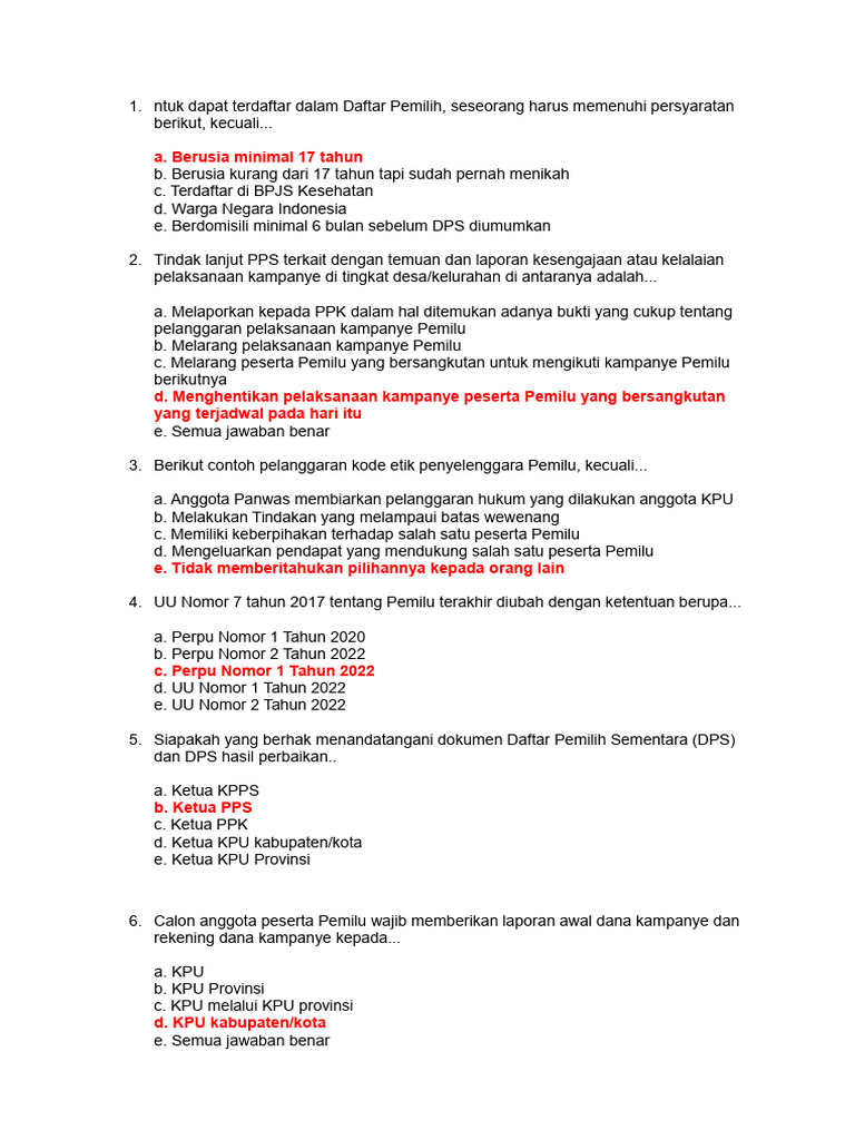 Soal Pps - Pilkada 2024 | PDF | Ilmu Sosial