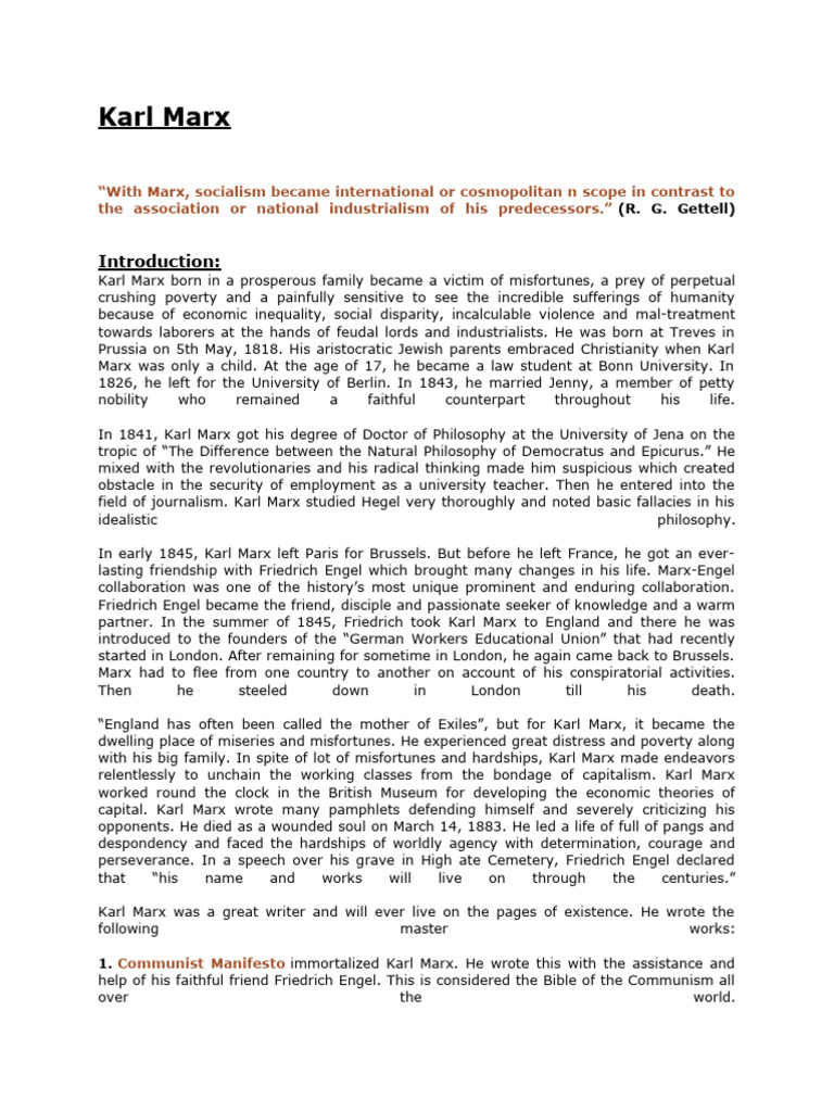 Karl Marx Pdf Karl Marx Dialectic