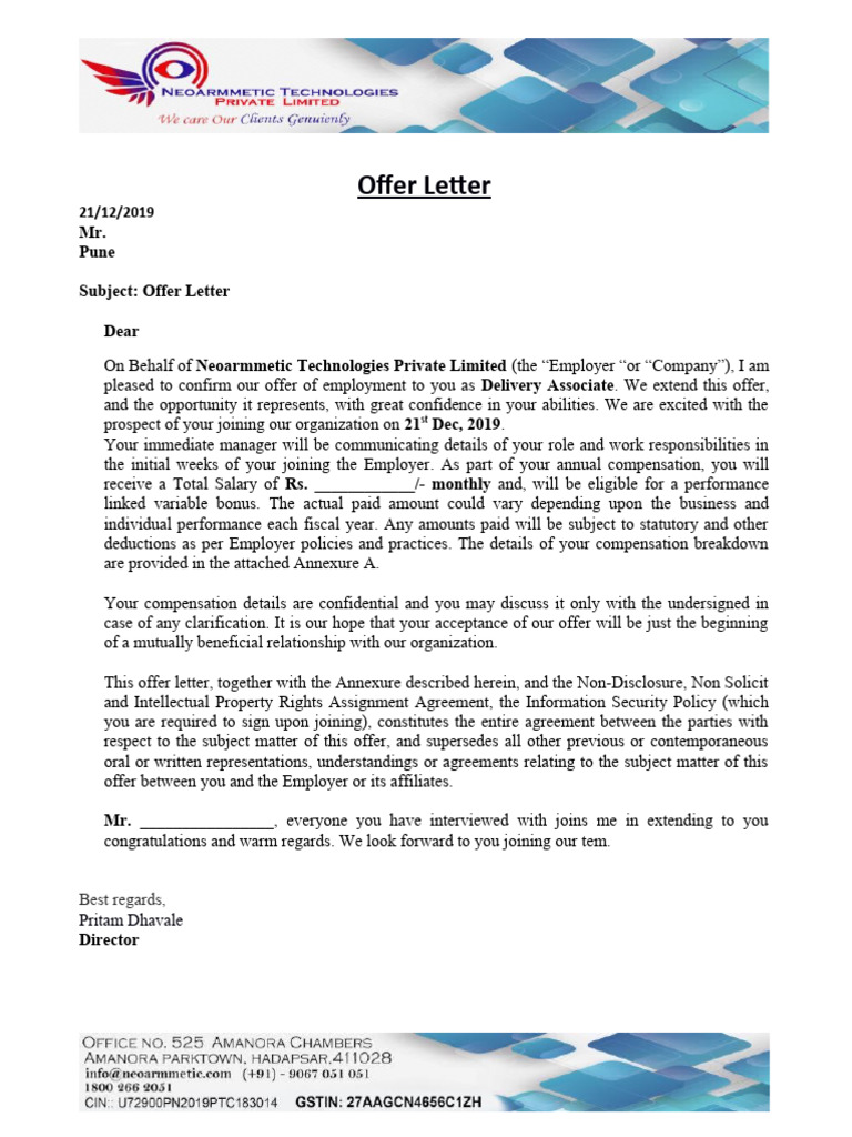Biker Offer Letter | PDF | Employment | Business