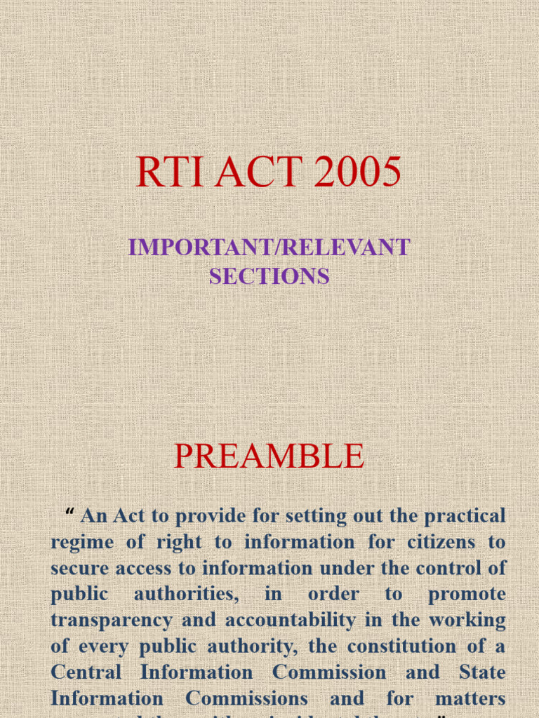 Key Sections of the RTI Act 2005 | PDF | Freedom Of Information Laws By Country | Justice