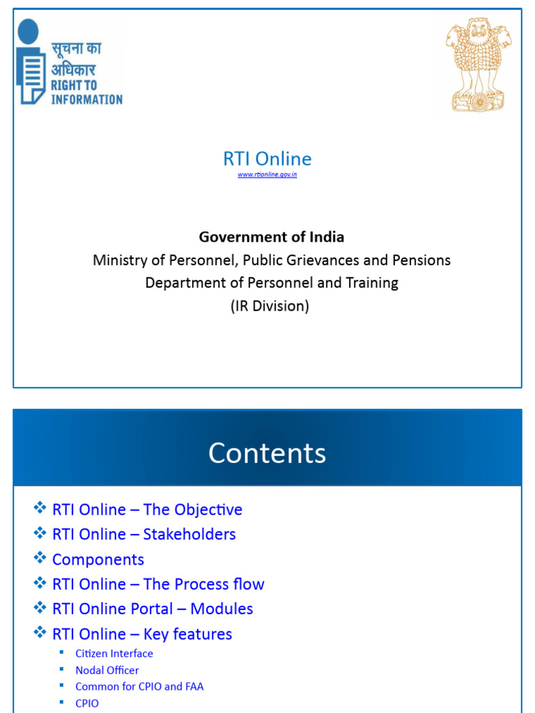 RTI ACT 2005 Training Material PPT online | PDF | Computing