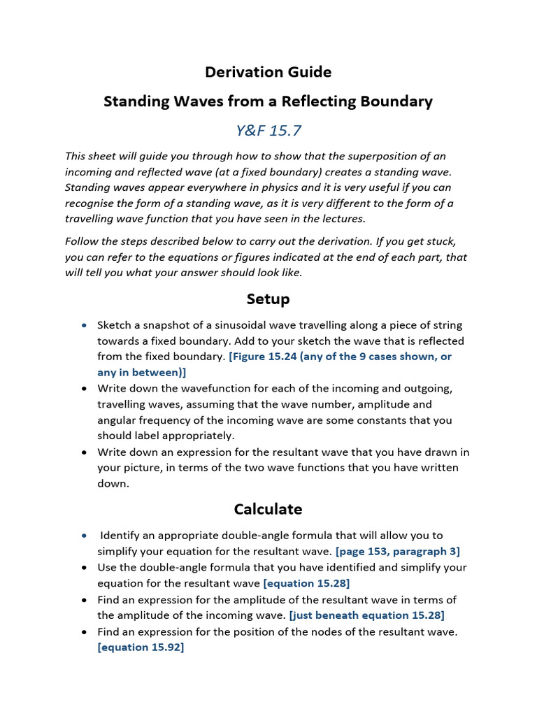 Standing Waves from Reflected Waves Guide | PDF | Waves | Wave Equation