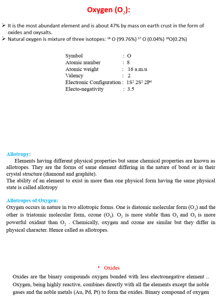 Oxygen | Download Free PDF | Chemical Elements | Oxygen