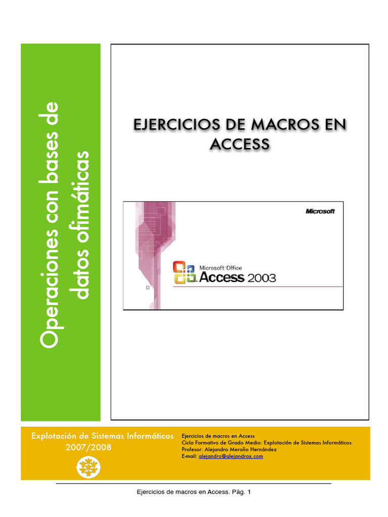 Ejercico de Macros | PDF | Macro (informática) | Bases de datos