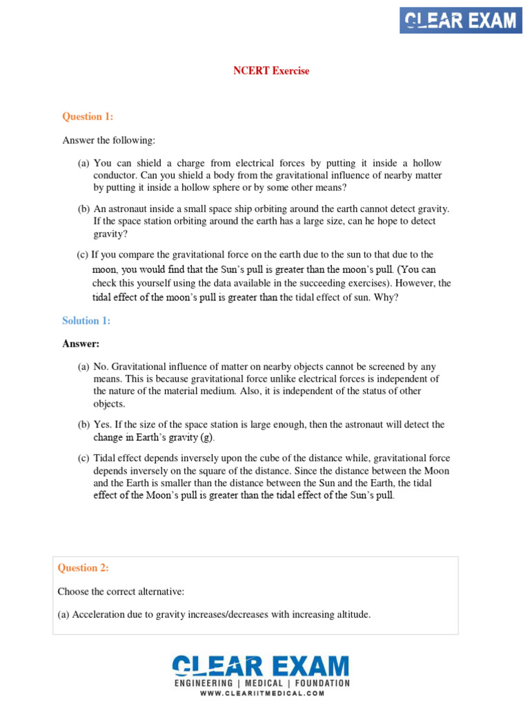 NCERT Class 11 Physics Chapter 8 | PDF | Orbit | Weight