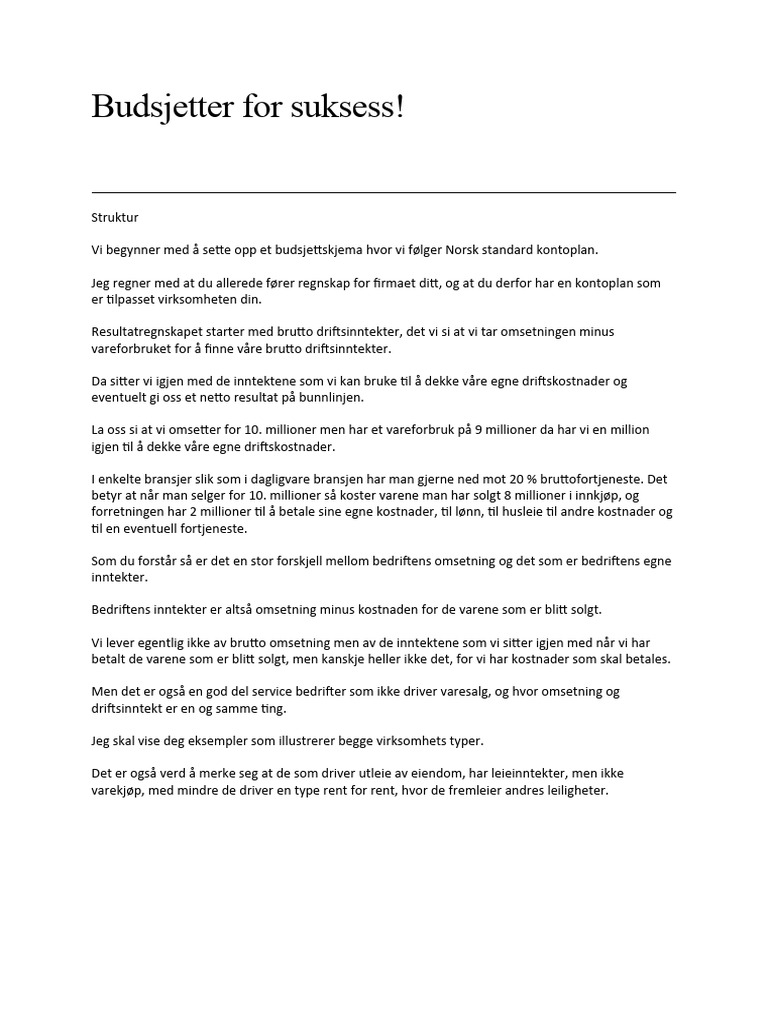 Budsjetter For Suksess | PDF