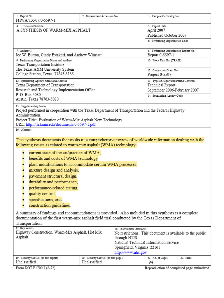 Form DOT F1700.7 (8-72) Reproduction of Completed Page Authorized | PDF ...