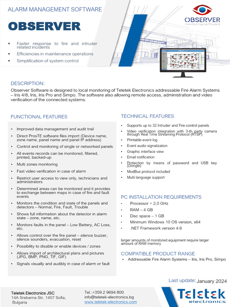 Data Sheet Observer 2024 - EN | PDF | Security Alarm | Computing