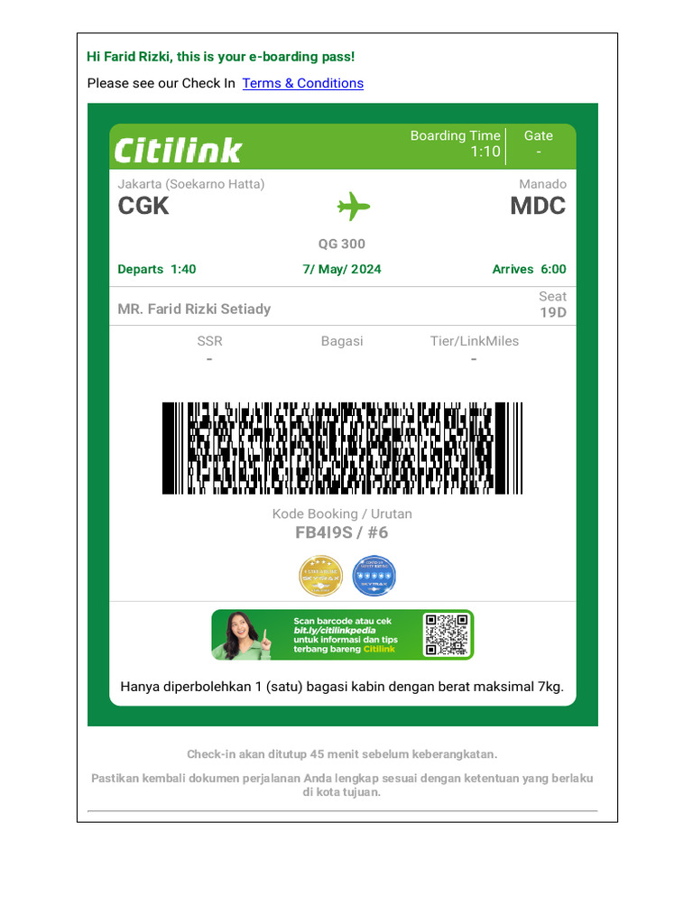 Panduan Check In Citilink Online | PDF