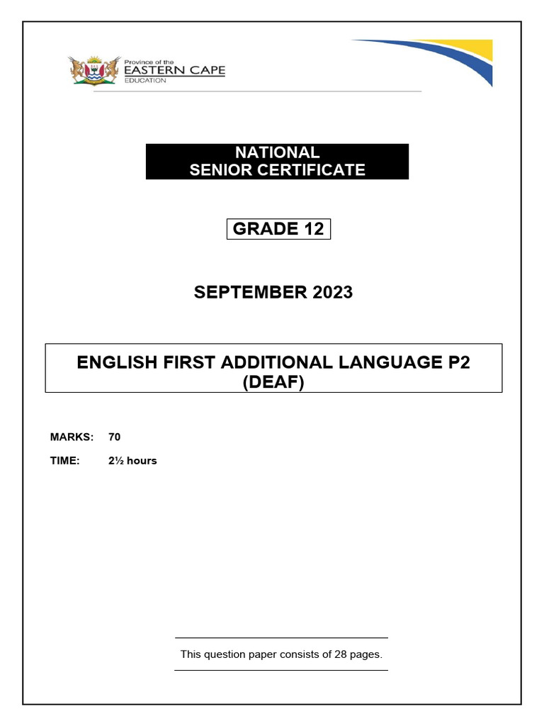 English Fal p2 Gr12 QP Sept 2023 - Deaf | PDF | Macbeth | Strange Case ...