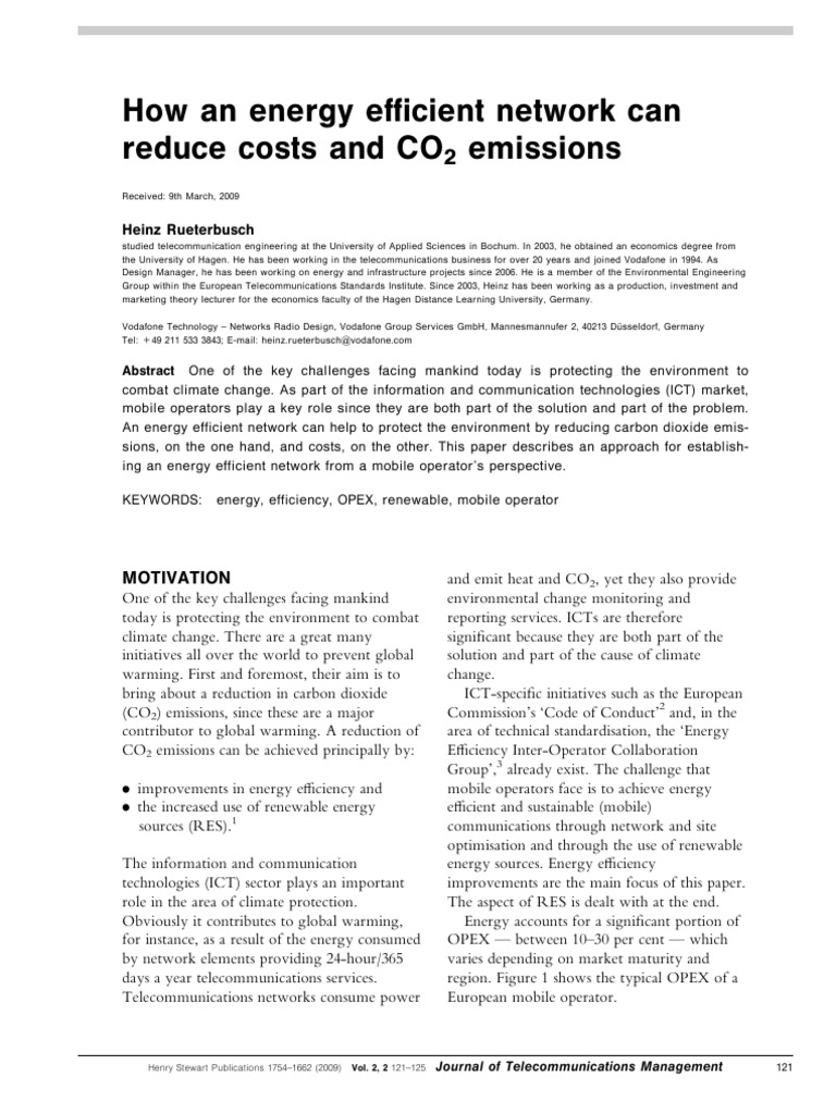 How An Energy Efficient Network Can Reduce Costs and CO2 Emissions | PDF | Efficient Energy Use ...