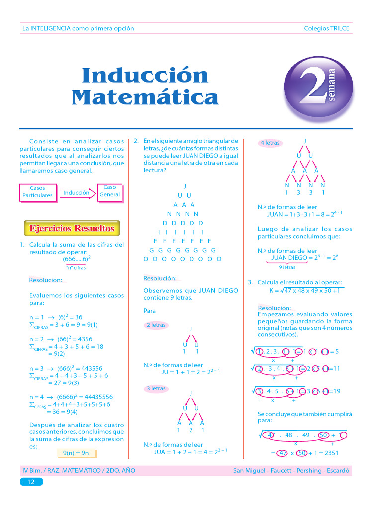 Sem 2 - Inducción Matemática | PDF | Matemáticas | Science