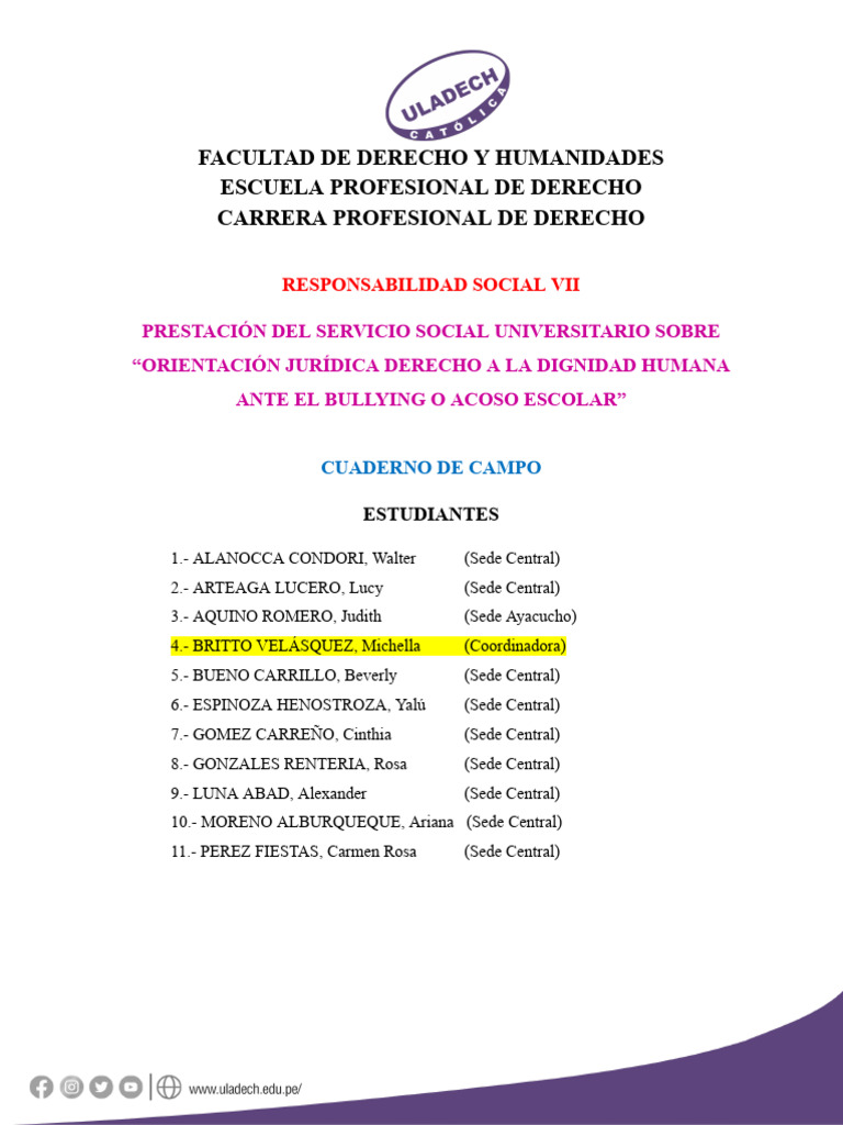 Cuaderno de Campo Grupo N°01 Derecho Viii | PDF | Ciencias sociales